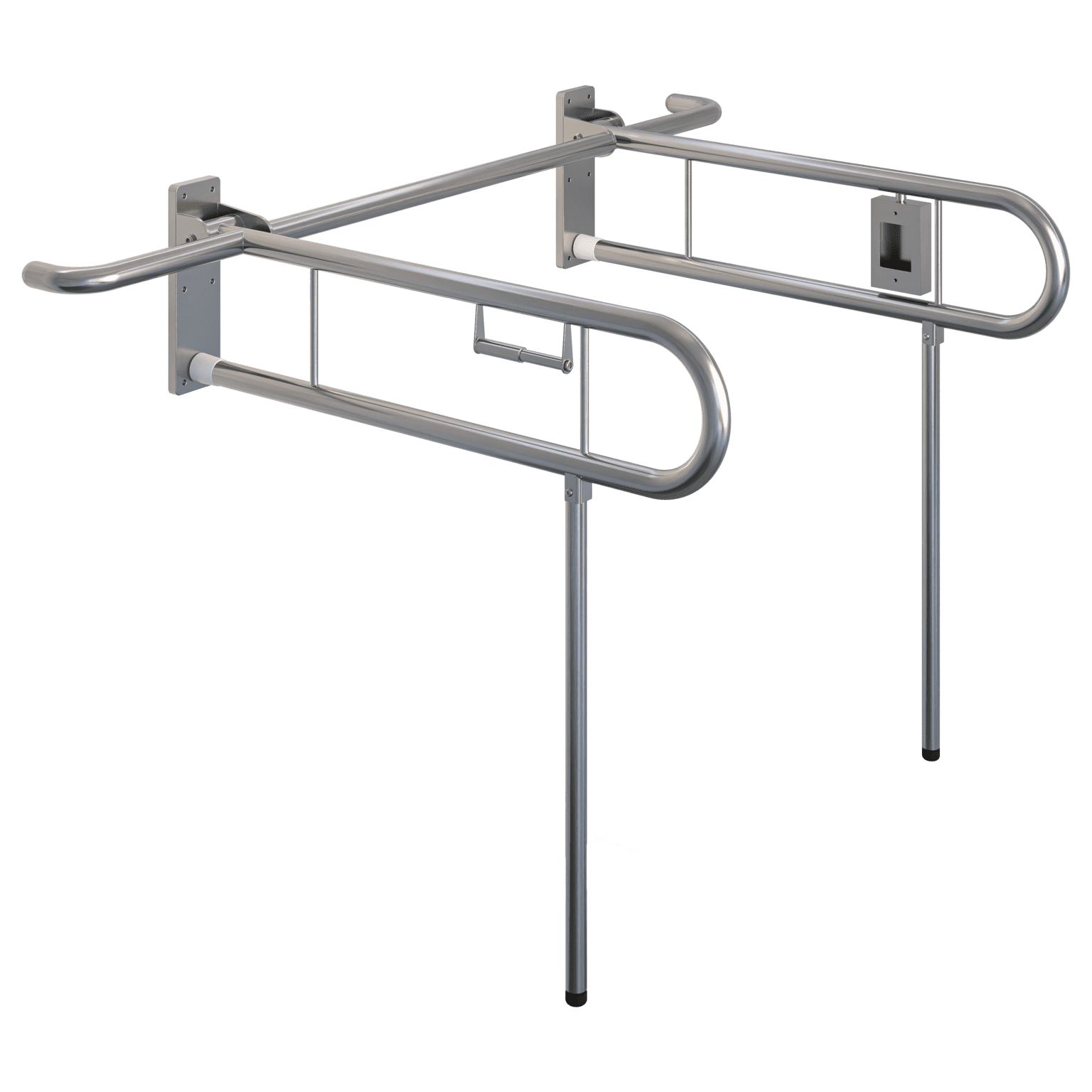 Bariatric Twin Drop Down Grab Rails. Left-Hand Drop Down Rail contains ...